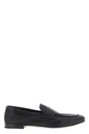 Prada Leather Loafer With Gold-tone Logo