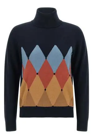 BALLANTYNE Geometric Intarsia 't-neck Diamond' Sweater - Brown
