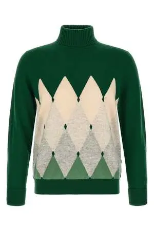 BALLANTYNE Turtleneck Sweater With 'classic Diamond' Intarsia - Green