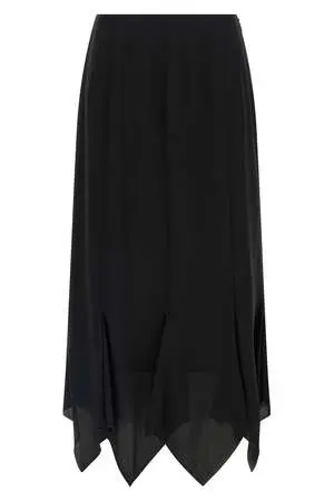 Valentino Garavani Midi Skirt With Asymmetrical Hem - Black