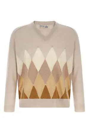 BALLANTYNE Diamond Intarsia Knit - Beige