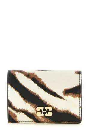GANNI Cardholder With Gold-tone Logo Plaque