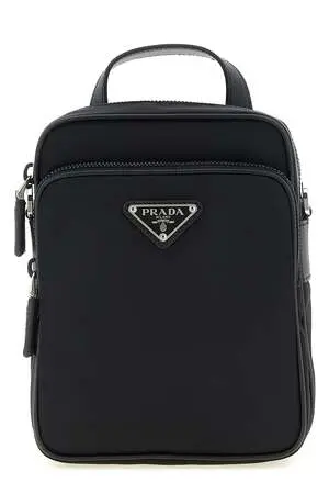Prada Crossbody Bag With Triangle Logo Detail - Black