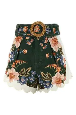 Farm Rio Shorts With Scalloped Hem