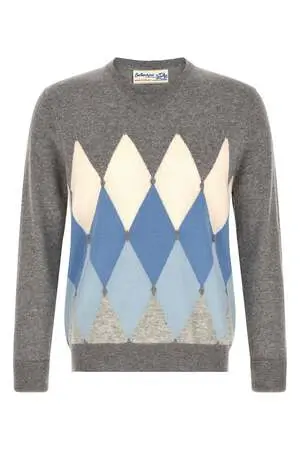 BALLANTYNE Classic Diamond Intarsia Knit Sweater - Gray