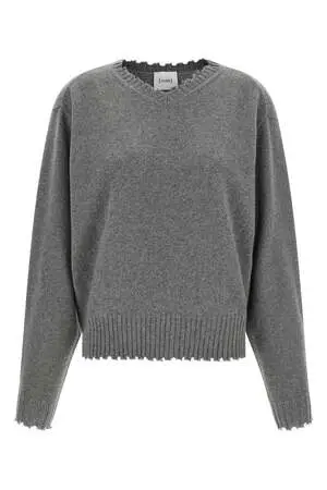 NUDE Fringed Hem Cashmere Knit - Gray