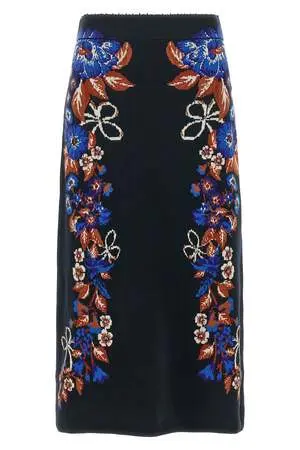 Farm Rio Bow Garden Knit Intarsia Skirt