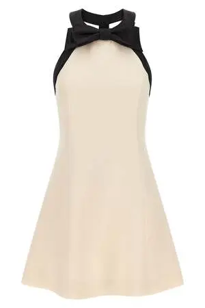 Valentino Garavani Halterneck Mini Dress With Bow - White/black