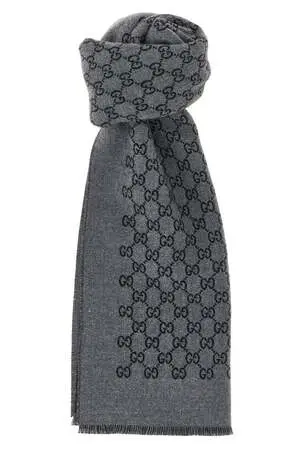 Gucci Gg Jacquard Scarf - Gray