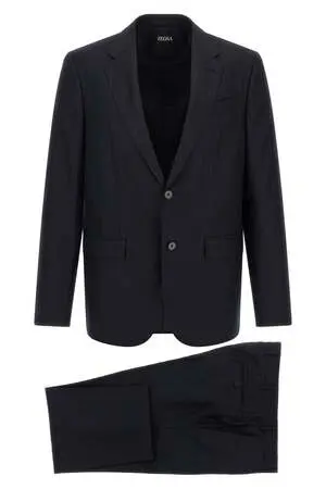 Zegna Pinstripe Flannel Suit - Blue