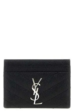 Saint Laurent Cassandre Matelassé Card Case - Black