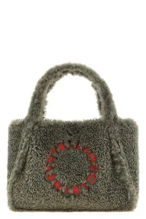 Stella McCartney Logo Faux Shearling Shopper Bag - Gray
