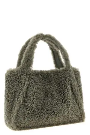 Stella McCartney Logo Faux Shearling Shopper Bag