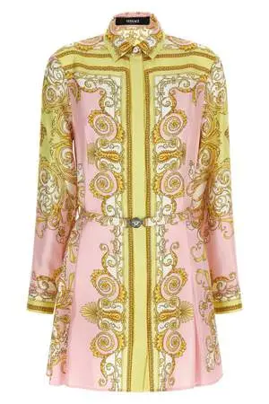 Versace Silk Shirt Dress With Medusa Hardware