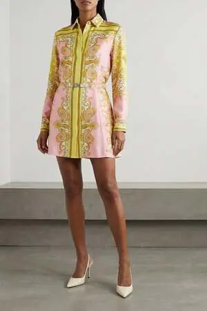 Versace Silk Shirt Dress With Medusa Hardware