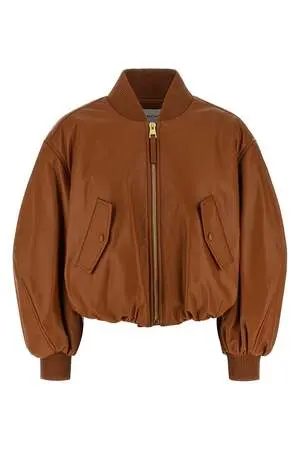 Givenchy Leather Bomber Jacket With Articulated Sleeves - Brown