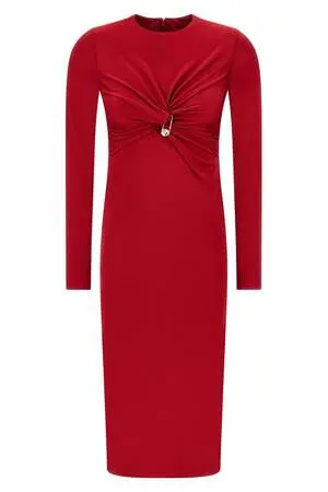 Versace Dress 'safety Pin Liquid Jersey - Red