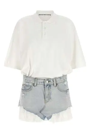 Alexander Wang Polo Dress With Deconstructed Denim Skirt - Multi