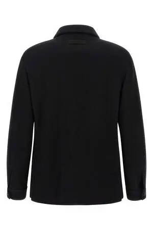 Zegna Wool And Cashmere Jersey Overshirt - Black