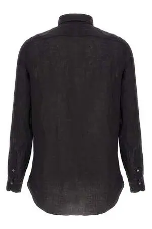 FINAMORE 1925 Linen Shirt With Logo Detail