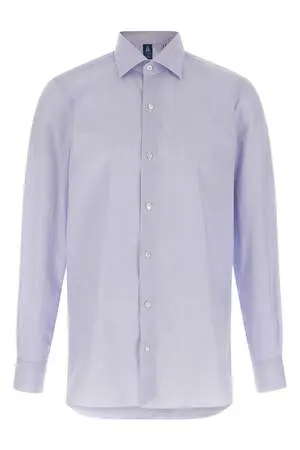 FINAMORE 1925 Cotton Shirt With Luigi Collar - Light Blue