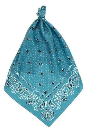 Longchamp French Bandana Print Silk Scarf - Blue