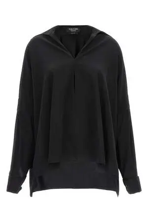 TOM FORD Stretch Crepe De Chine Oversize' Shirt - Black