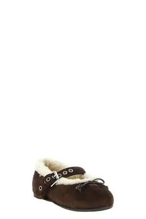 Miu Miu Shearling-lined Suede Ballerina Flats