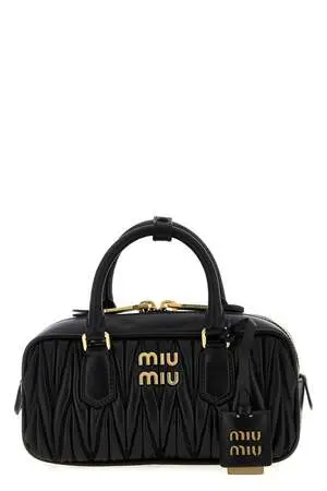 Miu Miu Matelassé Leather Top-handle Bag - Black