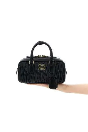 Miu Miu Matelassé Leather Top-handle Bag - Black
