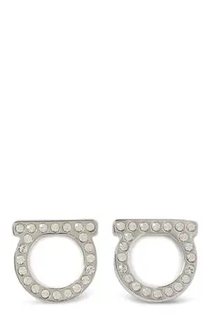 FERRAGAMO Gancini Crystals Earrings - Silver