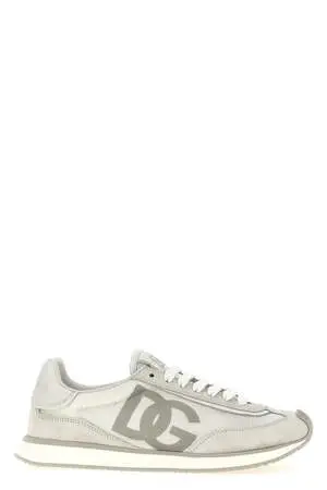 Dolce & Gabbana Low-top Sneakers With Maxi Dg Logo - Gray
