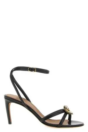 Dolce & Gabbana Devotion Jewel Heart Sandals - Black