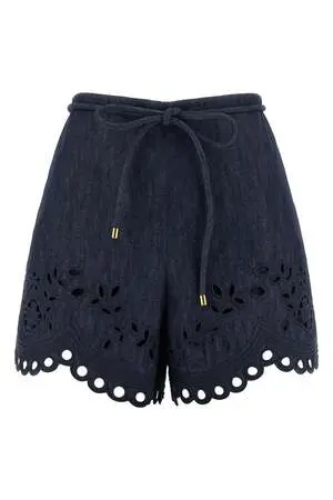 Zimmermann Denim Shorts With Scalloped Embroidery