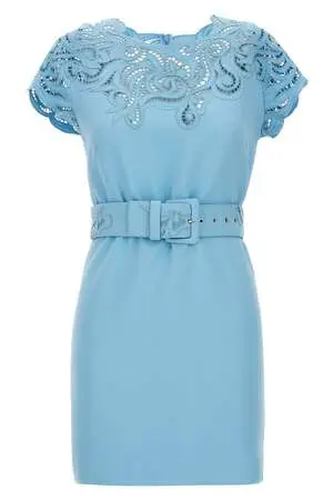 Ermanno Scervino Short Dress With Lace Details - Light Blue