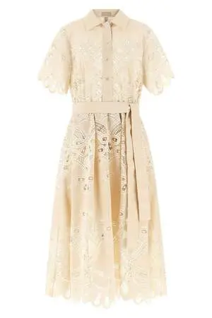Elie Saab Carving Embroidery Dress - White