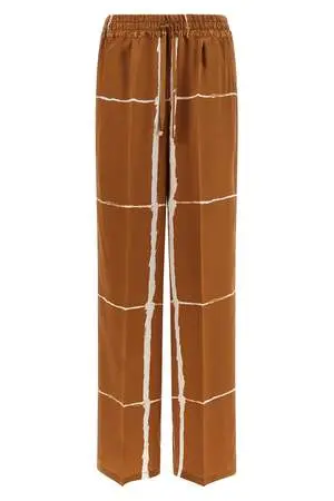 Kiton Silk Trousers With Graphic Check