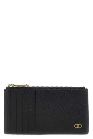 FERRAGAMO Card Holder With Gancini Detail - Black