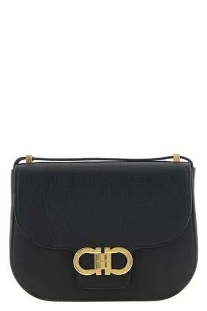 FERRAGAMO North-south Double Gancini Crossbody Bag - Black