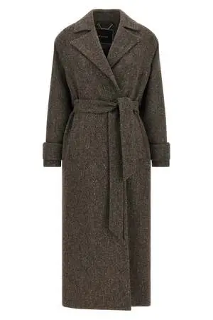 Kiton Chevron Wool Coat - Brown
