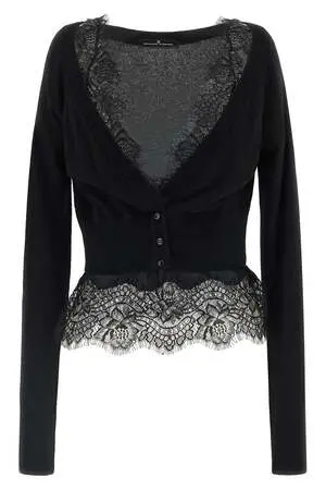 Ermanno Scervino Lace-trimmed Cashmere Cardigan - Black