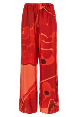 FERRAGAMO Trousers 'printed Silk Palazzo