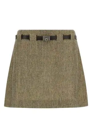 FERRAGAMO Gancini Detail Linen Mini Skirt