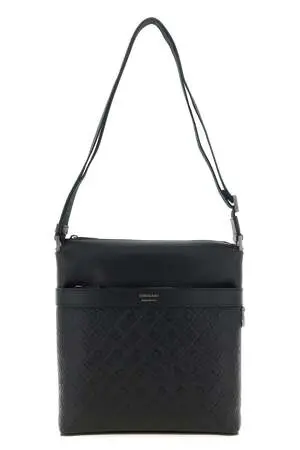 FERRAGAMO Monogram Messenger Shoulder Bag - Black