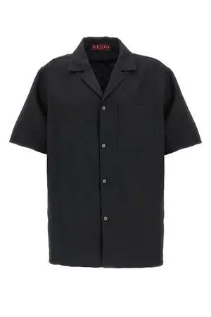 Gucci Shirt With Gg Jacquard Motif - Black