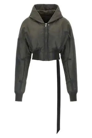 Rick Owens Hooded Cropped Flight Bomber Jacket - Gray