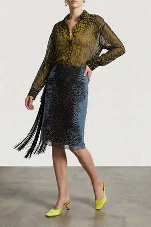 FERRAGAMO Silk Skirt With Fringe Detail