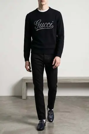 Gucci Pure Wool Sweater With Logo Intarsia