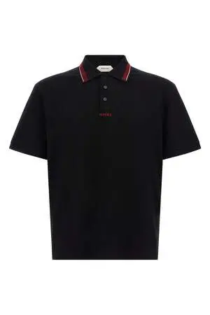 Versace Cotton Piqué Polo Shirt With Greca Motif - Black