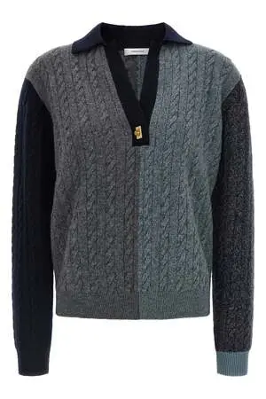 FERRAGAMO Colour-block Cable-knit Polo Sweater - Multi